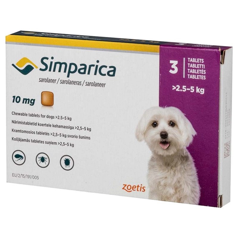 Simparica for Dogs - 10mg Chewable Palatable Simparica Tablets - Pack 3