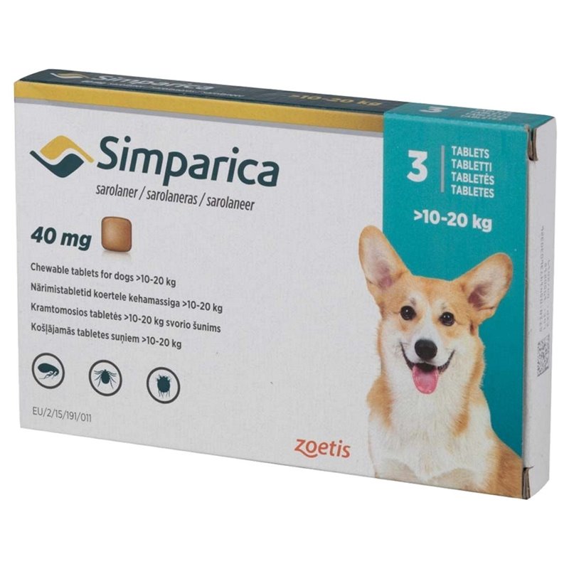 Simparica for Dogs - 40mg Chewable Palatable Simparica Tablets - Pack 3
