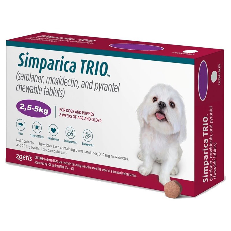 Simparica Trio Tablets for Dogs - 6mg Simparica Trio - Pack of 3