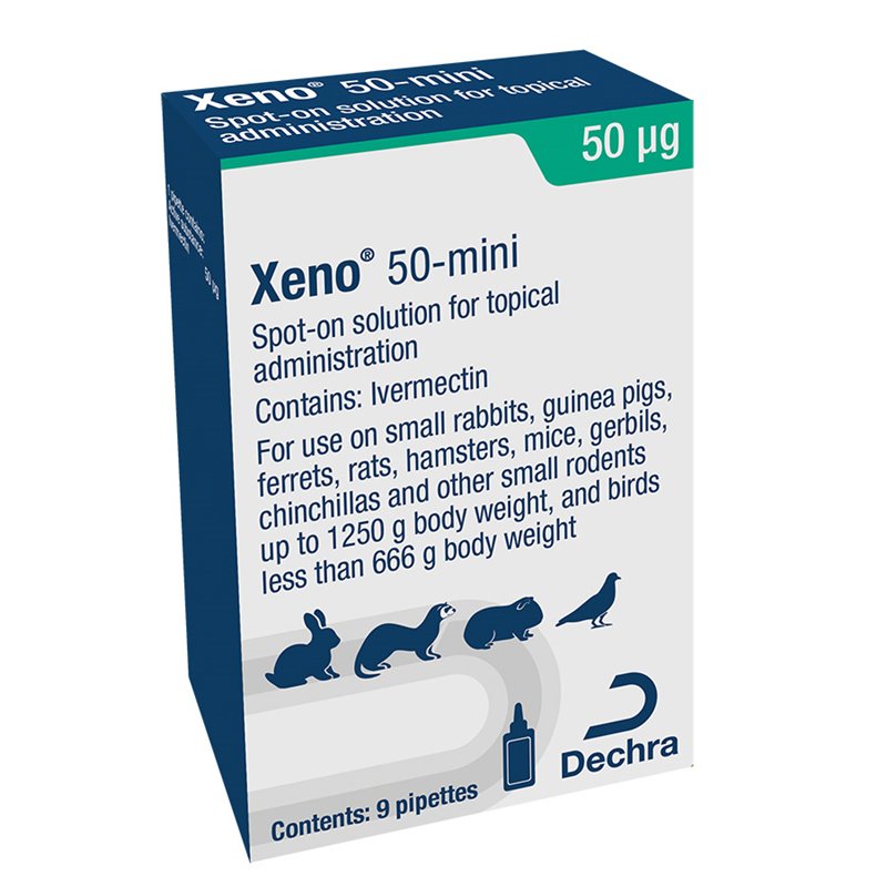 Xeno 50 Mini Spot-on Flea & Wormer for Rabbits, Xeno 50 for Rodents & Birds